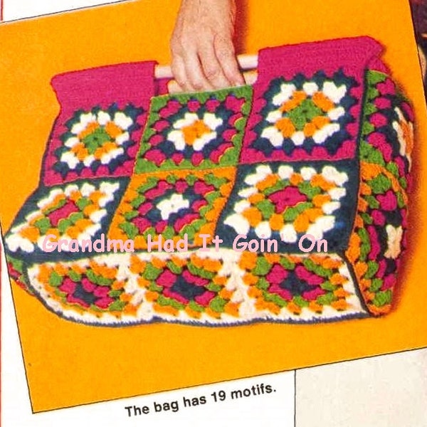 Crochet Granny Square Patterns Bag - Etsy