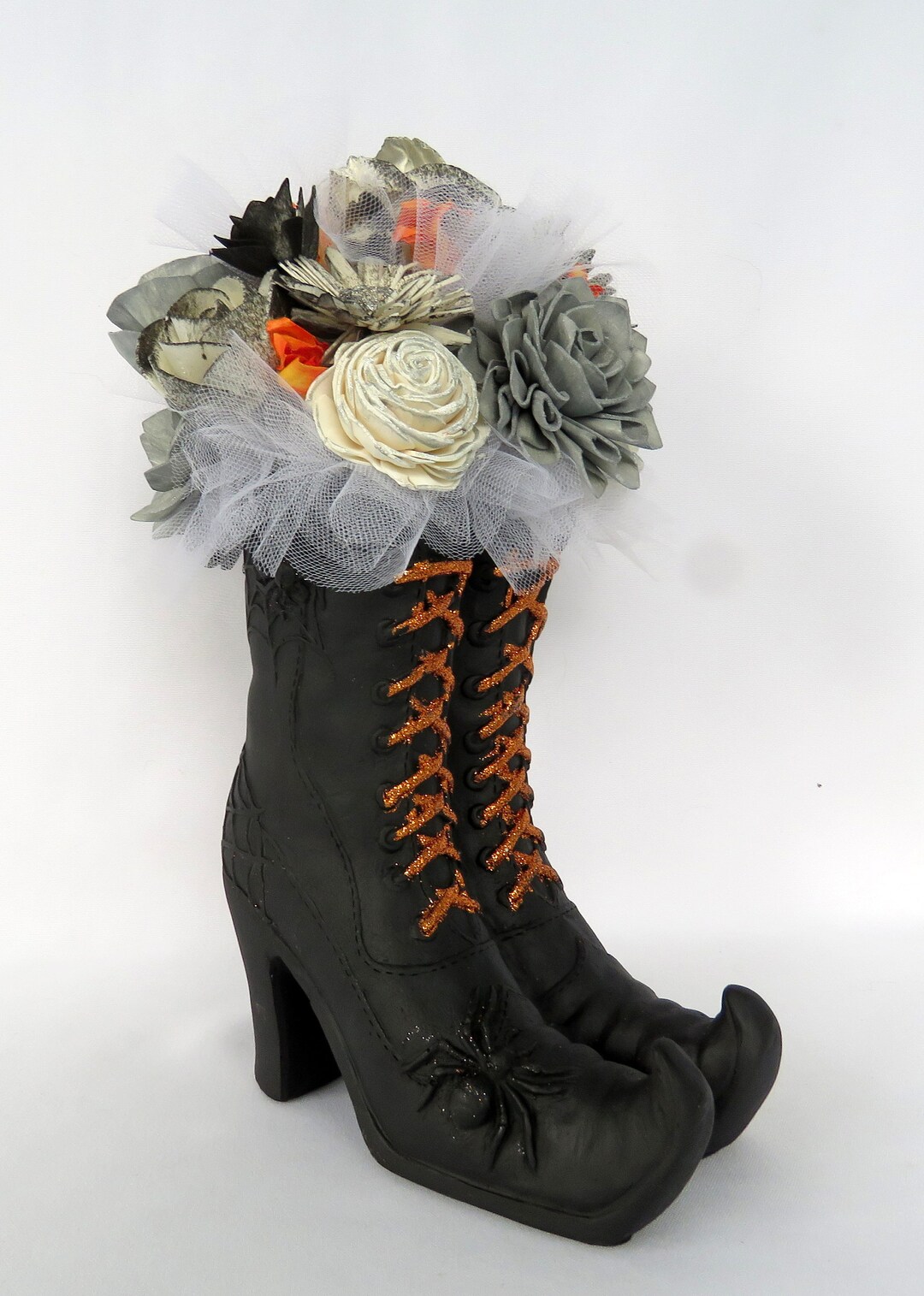 Halloween Witch's Boots Table Top Decoration Using Wood Flowers - Etsy