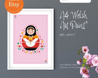 Welsh Lady Print, Welsh Gift, Traditional Welsh Costume, Wales Wall Art ...