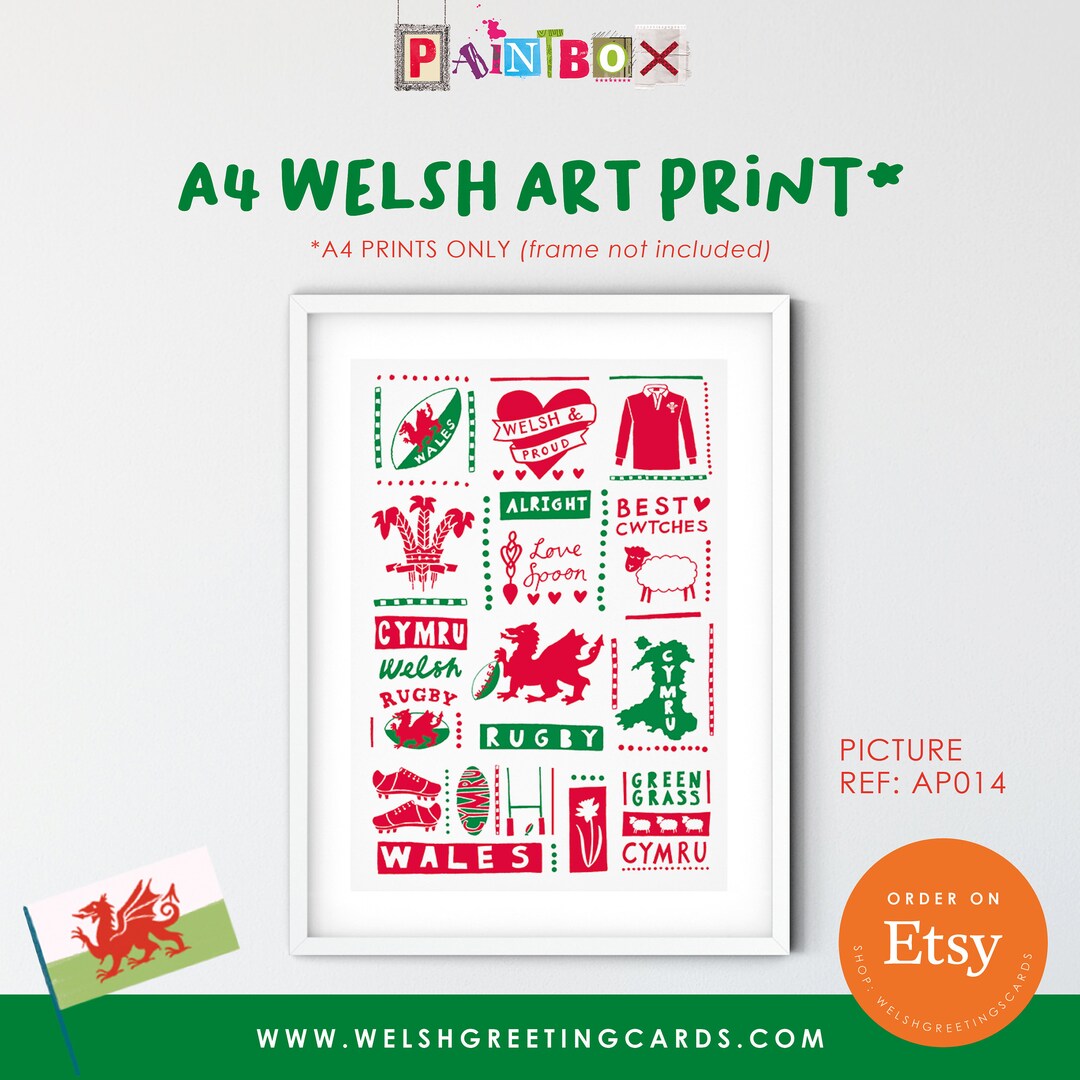 A4 Welsh Icons Art Print - Etsy UK