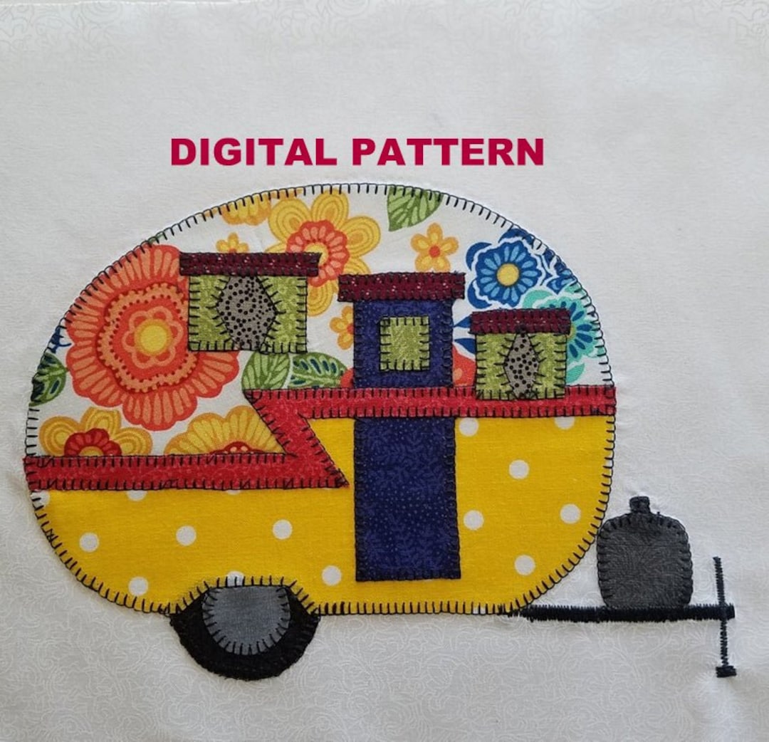 Vintage Camper Applique Pattern: Easy Sewing, Raw Edge (PDF Download ...