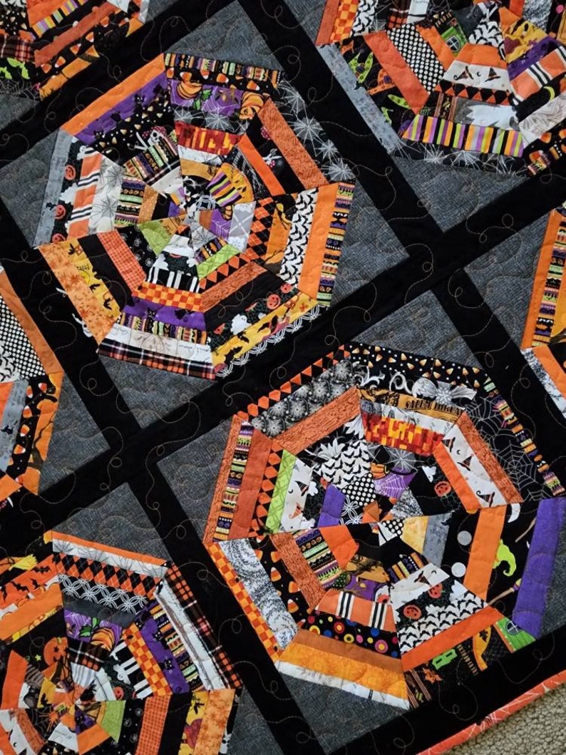 Halloween Spider Web Quilt: Strip Pieced Patchwork Throw, 61x75 - Etsy