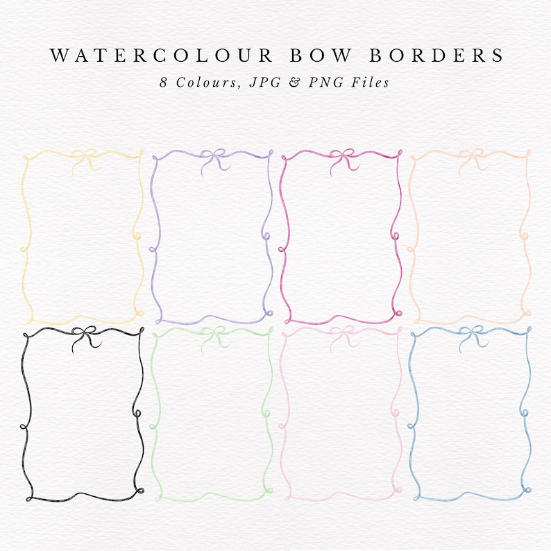 Watercolour Bow Border Frame PNG, Watercolour Bow Graphic, Watercolour ...