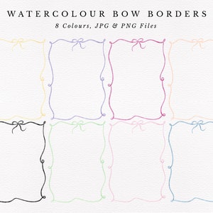 Watercolour Bow Border Frame PNG, Watercolour Bow Graphic, Watercolour ...