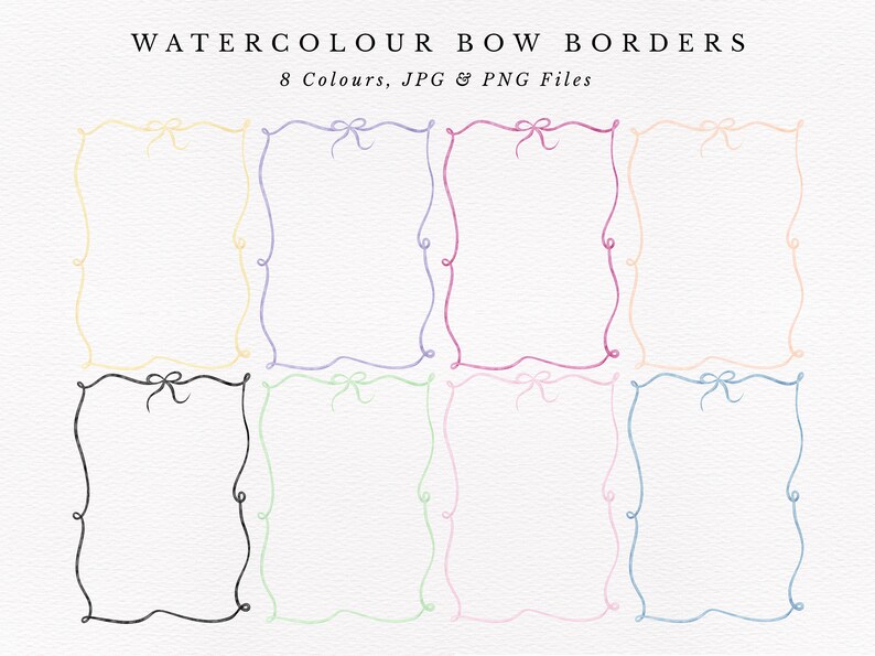 Watercolour Bow Border Frame PNG, Watercolour Bow Graphic, Watercolour ...