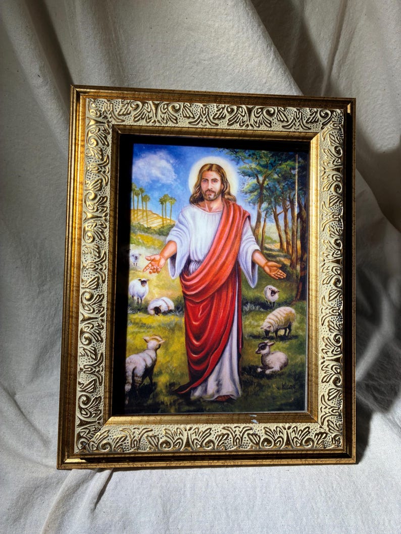 Laminated Jesus Card - Christian Deity Art (5”x7”) - Etsy