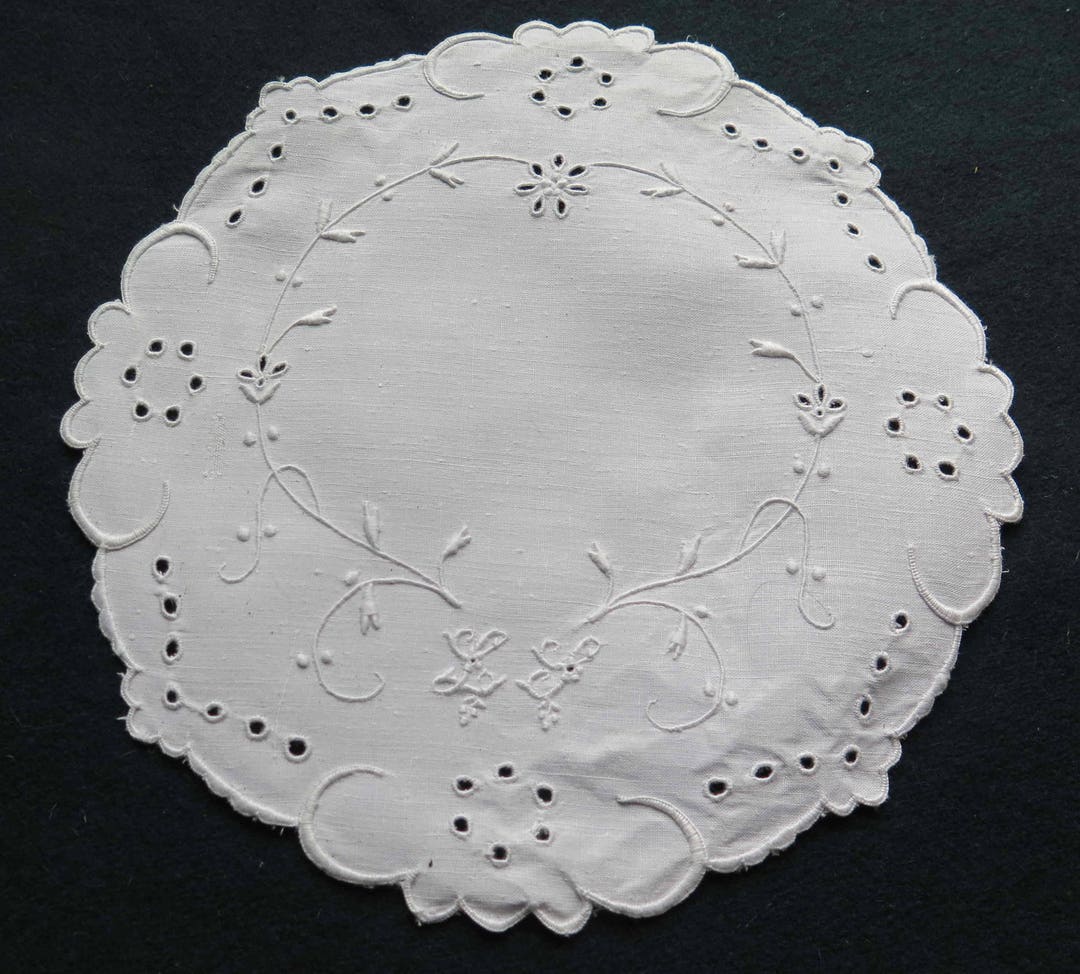 Nice Embroidered Mat-antique France Monogram L-s-embroideries Handmade ...