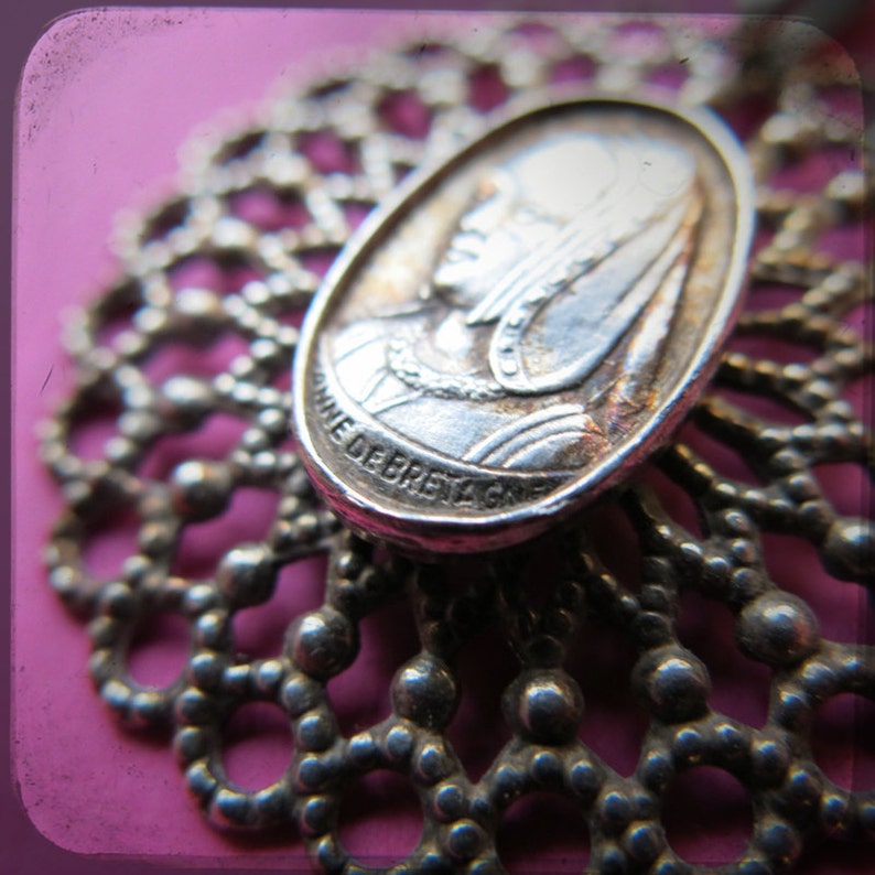 Antique French Silver Woman Medieval Portrait Medal Vintage Anne of ...