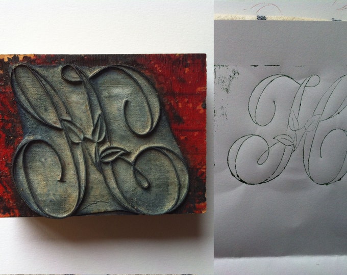 Antique French Embroidery Block Rubber Stamp Letter H - Linen Projects ...