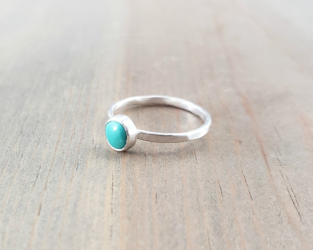 Tiny Turquoise Stacker Ring: Hammered Sterling Silver Pinky Ring (US ...