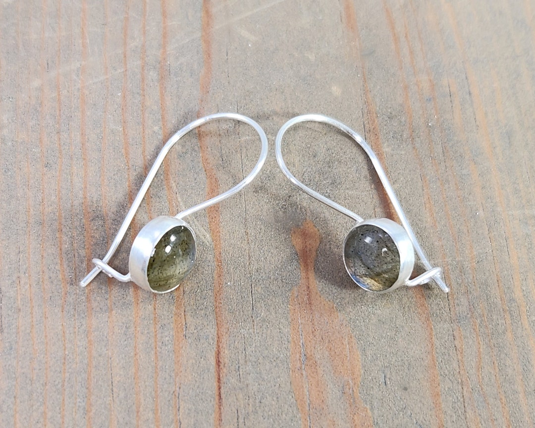 Small Labradorite Drop Earrings, Silver Locking Kidney Ear Wires ...