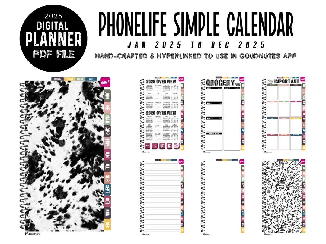 2025 Phonelife Simple Calendar Digital Planner | Jan - Dec 2025 | for ...