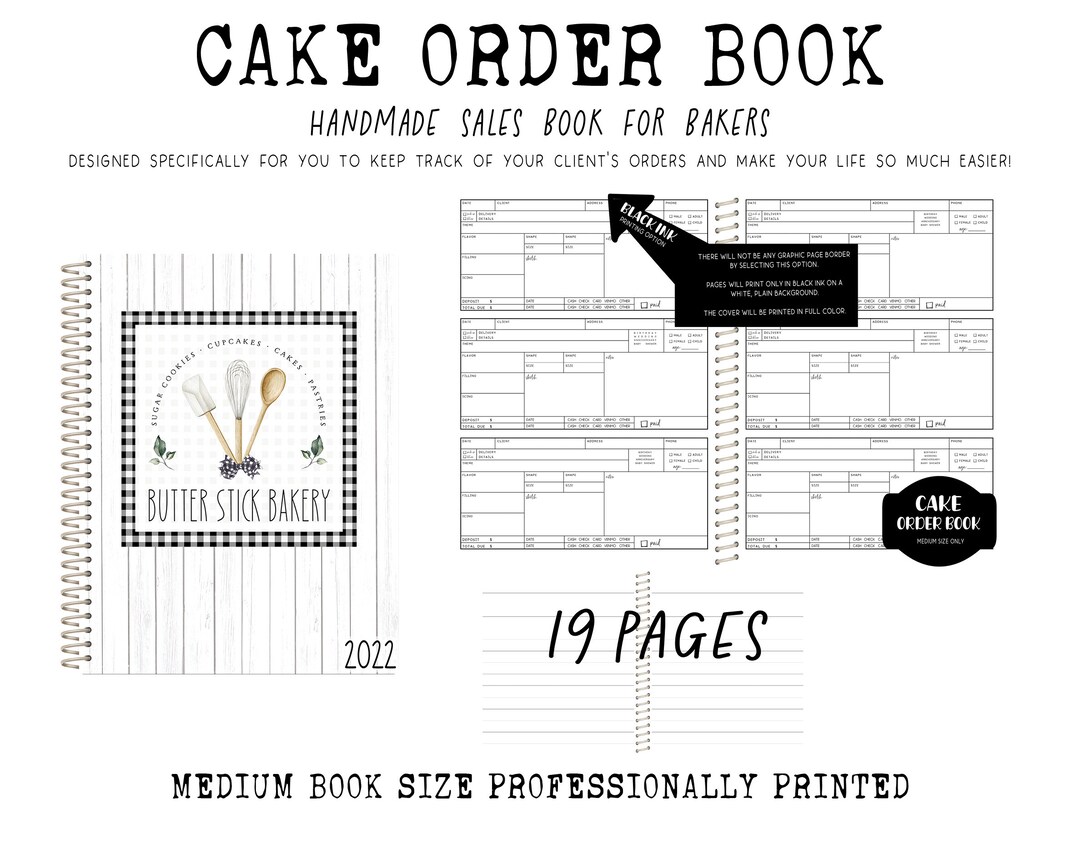 Simplified Cake Order Book | Medium Sized Professionally Printed ...