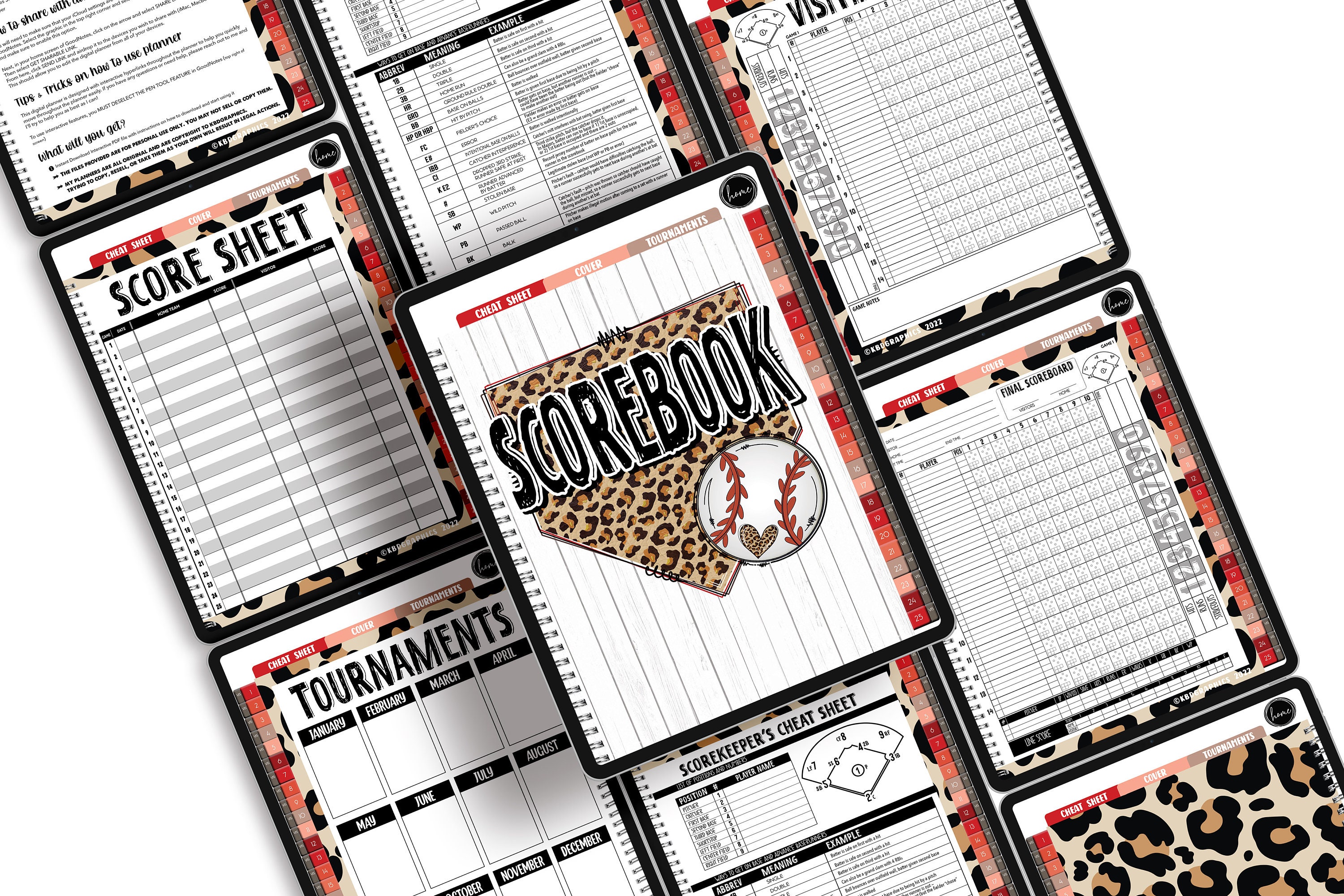 Digital Softball & Baseball Sports Scorebook - for Goodnotes App | 25 ...