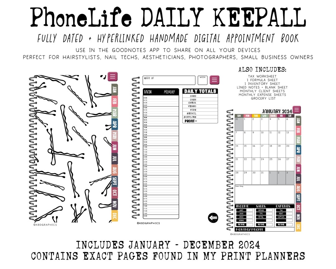 2024 Salon Phonelife Daily Keepall Digital Appointment Book Planner Jan ...