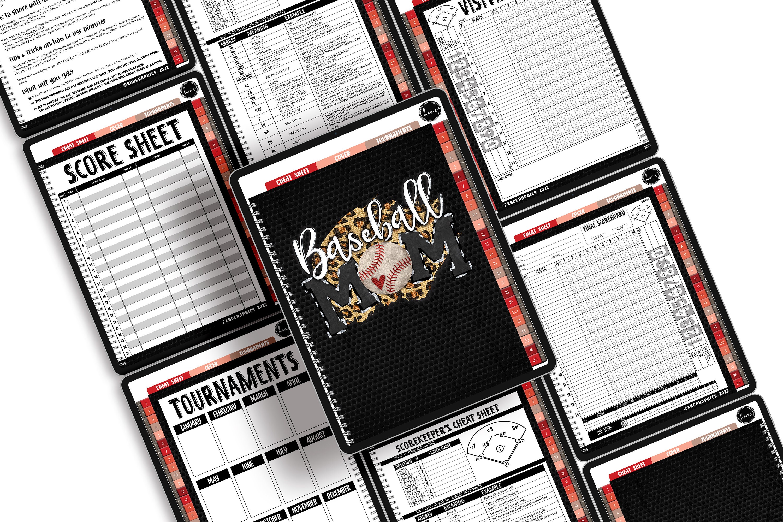 Digital Softball & Baseball Sports Scorebook - for Goodnotes App | 25 ...