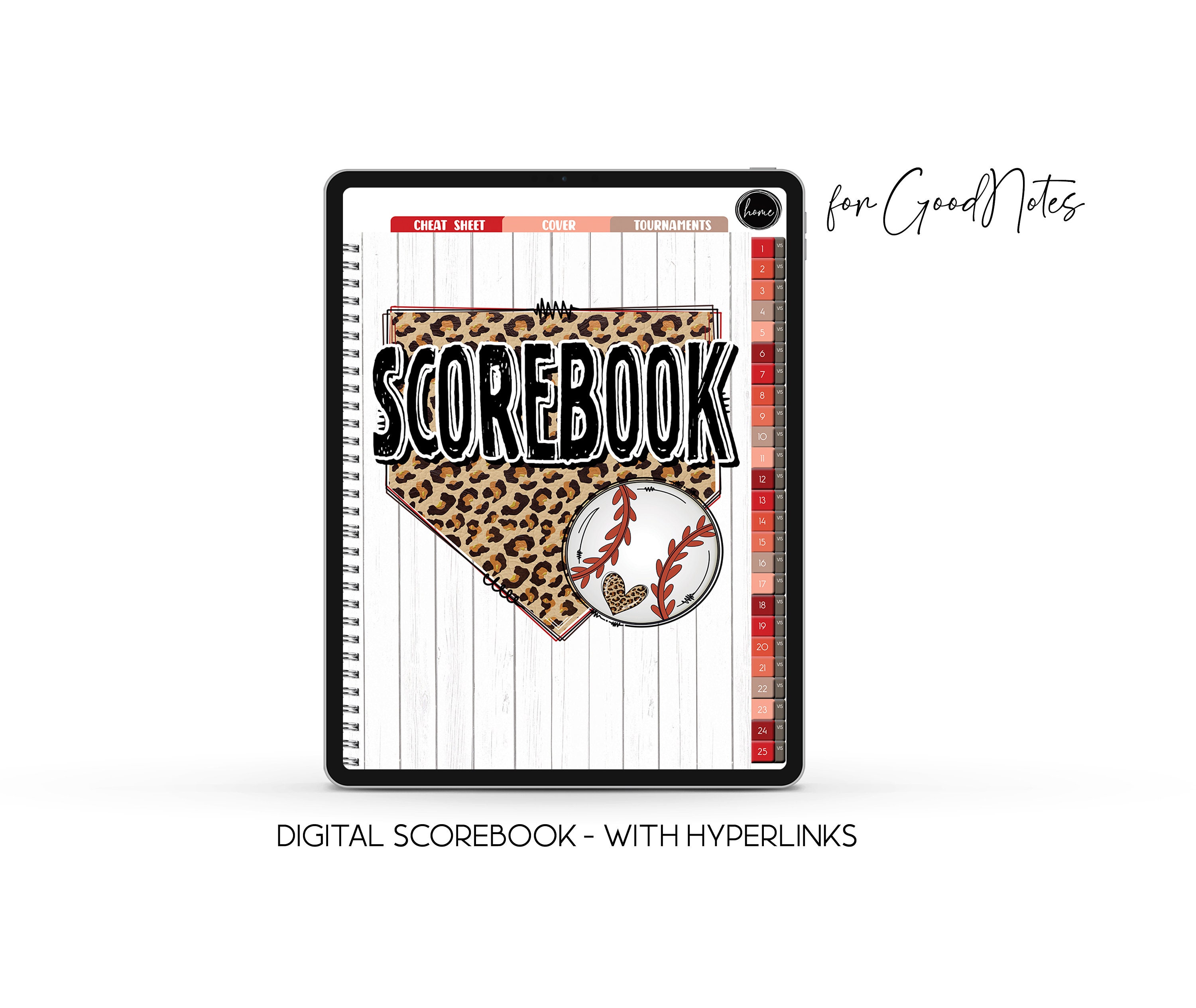 Digital Softball & Baseball Sports Scorebook - for Goodnotes App | 25 ...