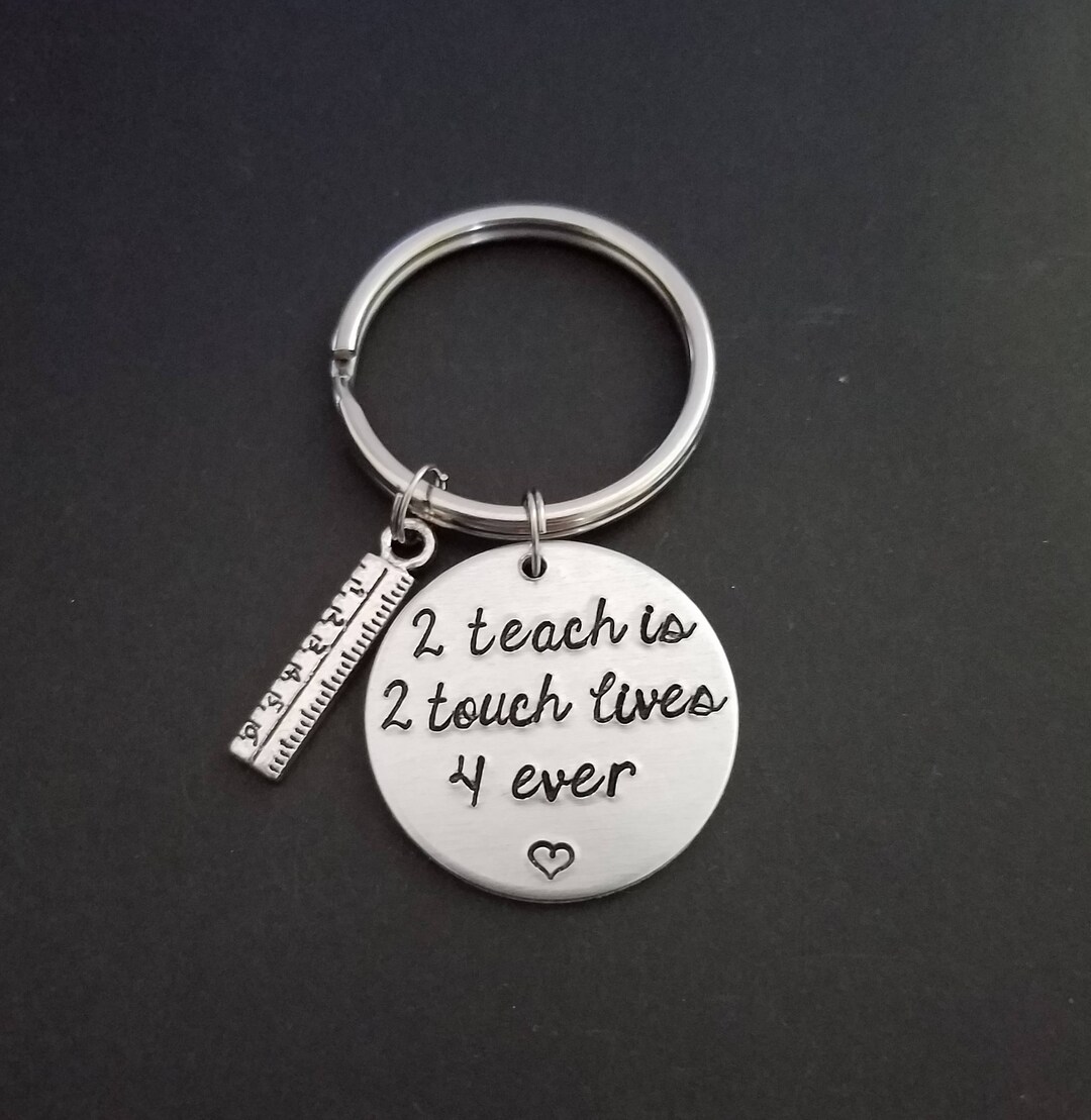 Teacher Key Chain Hand Stamped Key Chain Teacher - Etsy