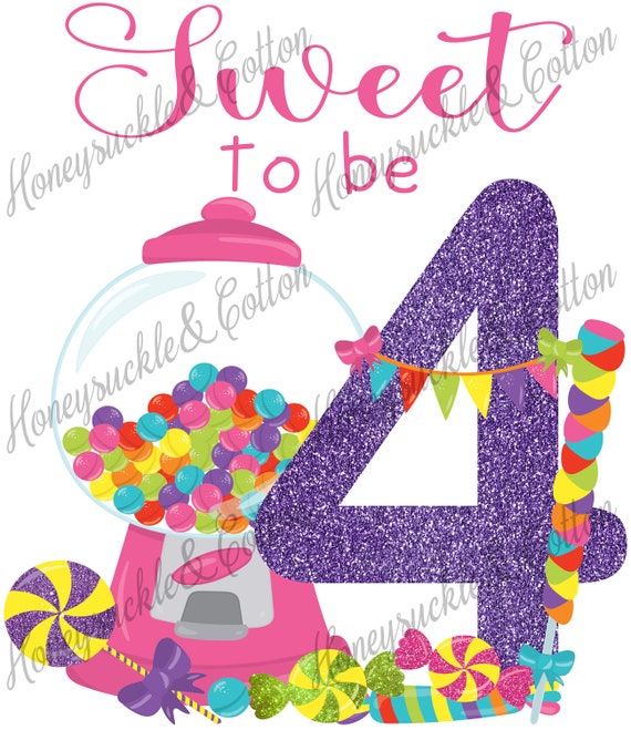 Glitter Sweet to Be 4 4th Birthday PNG Candy - Etsy
