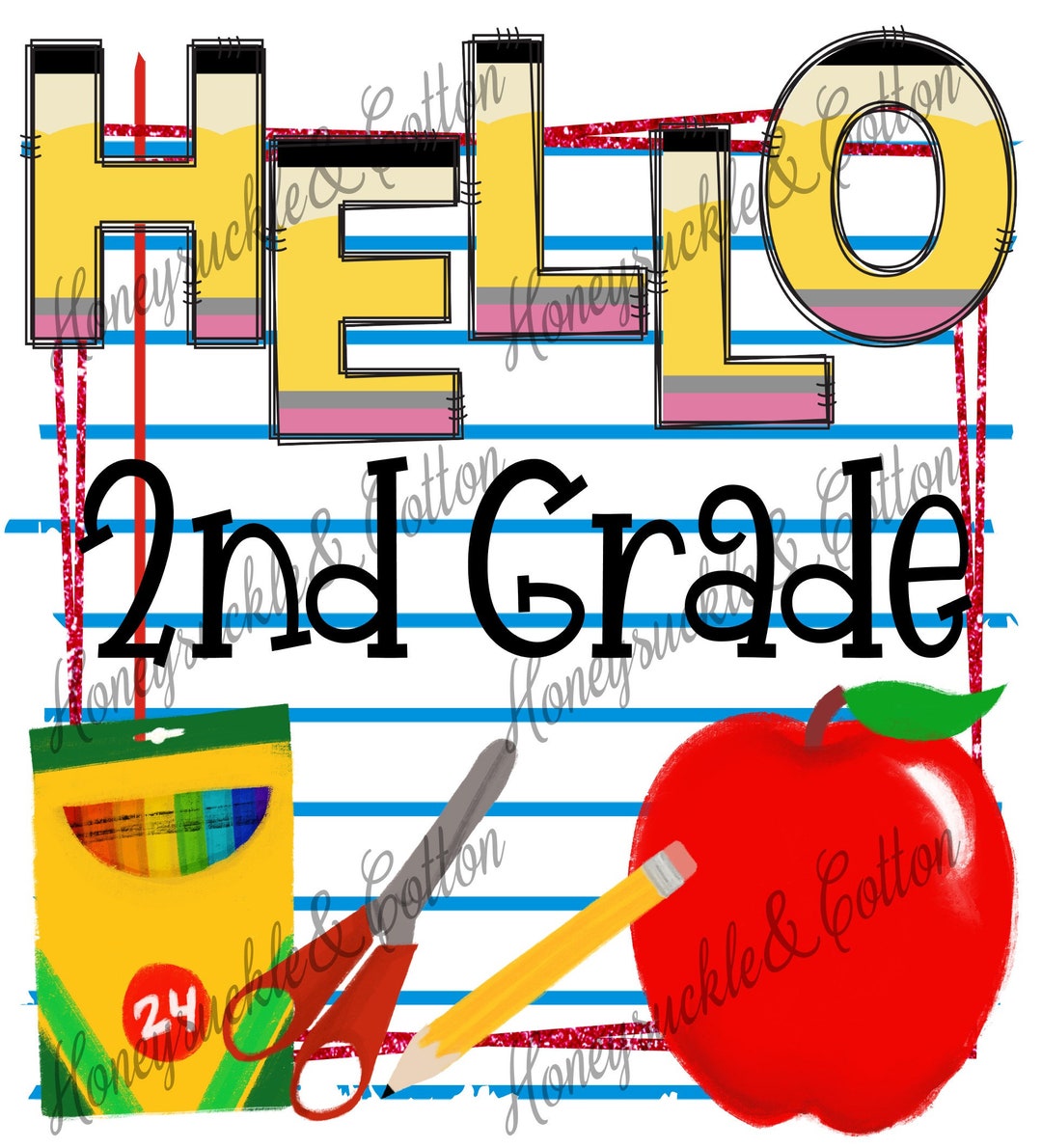 Hello 2nd Grade, School PNG - Etsy