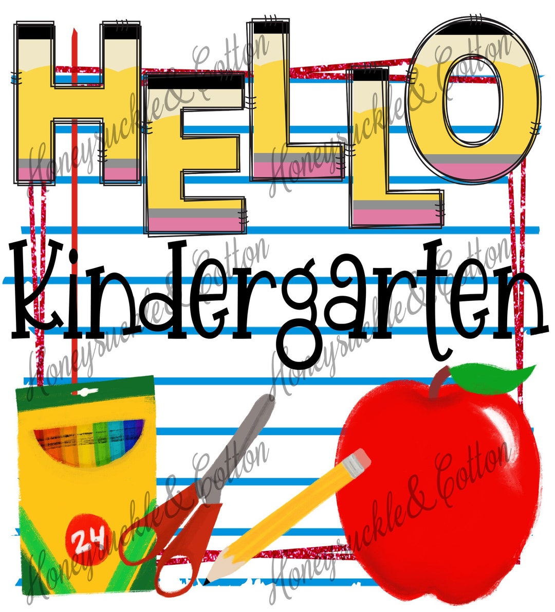 Hello Kindergarten, School PNG - Etsy