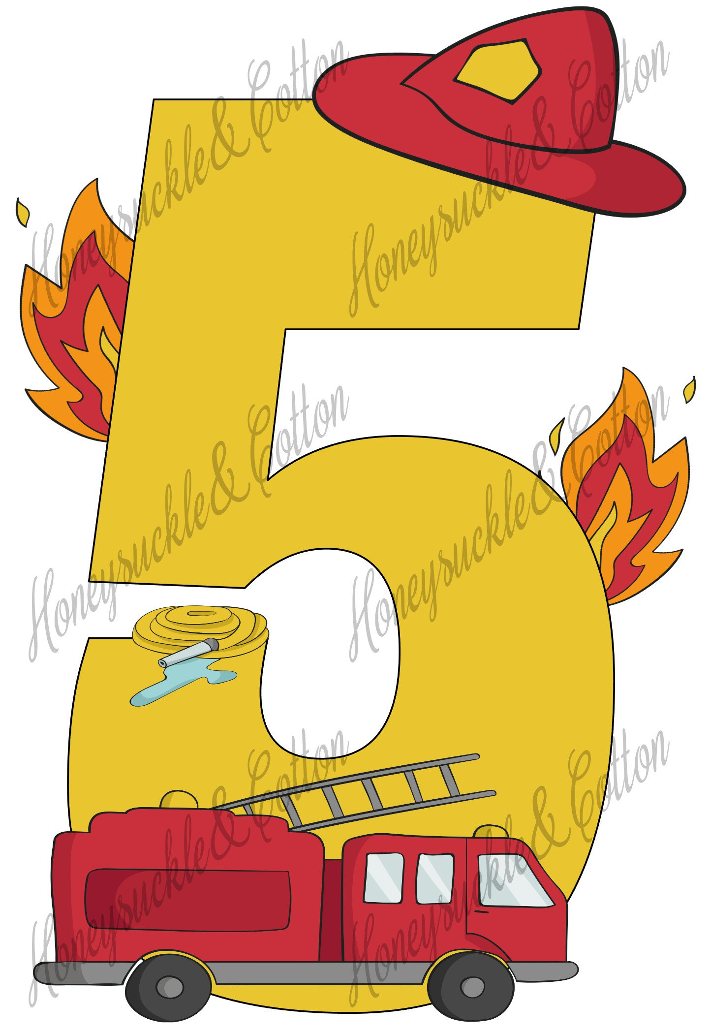 Fire Fighter 5th Birthday, Five Year Old PNG - Etsy