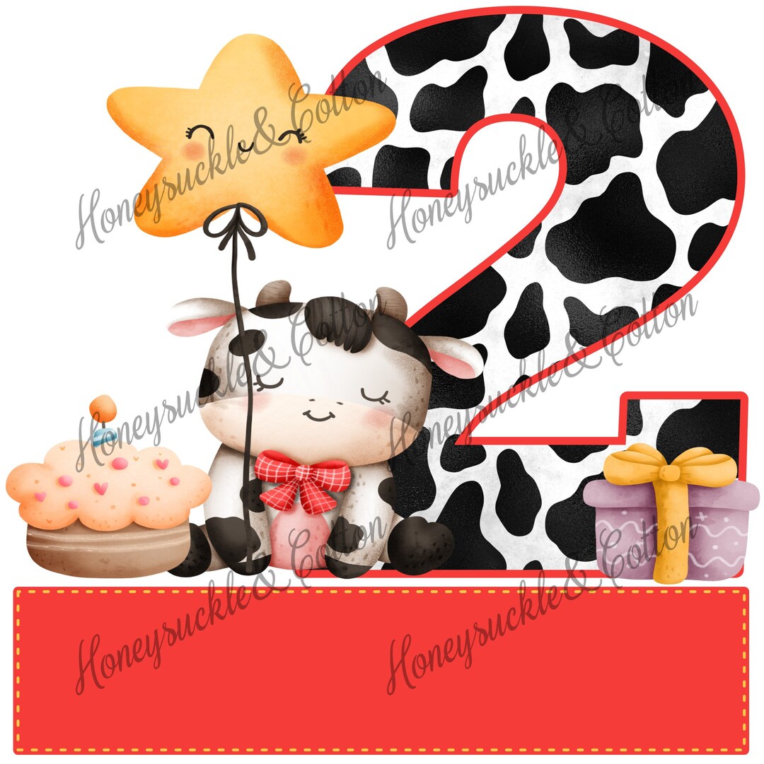 Baby Cow Birthday, 2nd Birthday PNG - Etsy