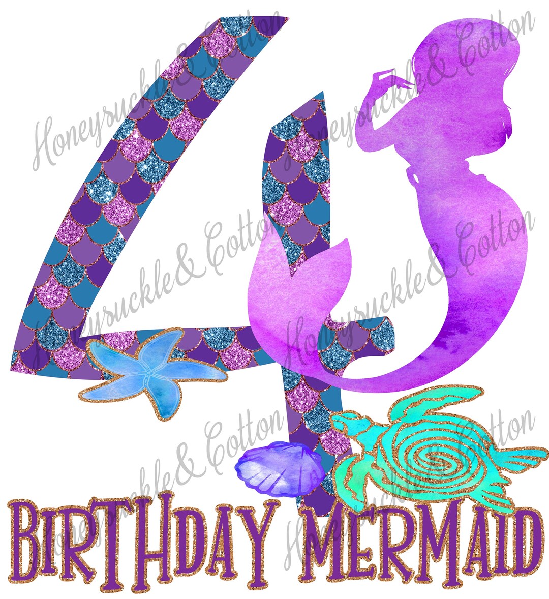 4th Birthday Mermaid, Four Year Old, Mermaid Png - Etsy