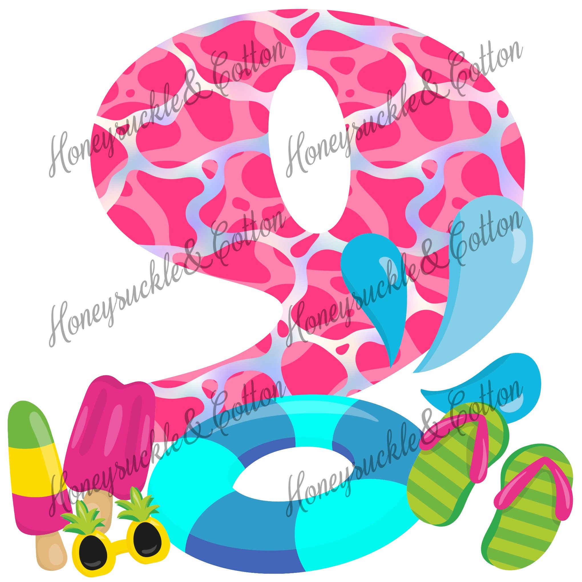 Pool 9th Birthday, Pink Pool Party, Swimming PNG - Etsy