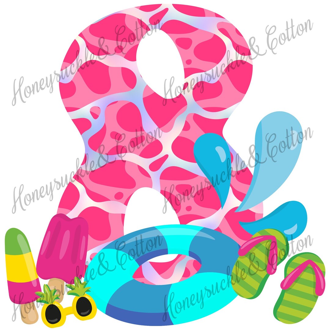 Pool 8th Birthday, Pink Pool Party, Swimming PNG - Etsy