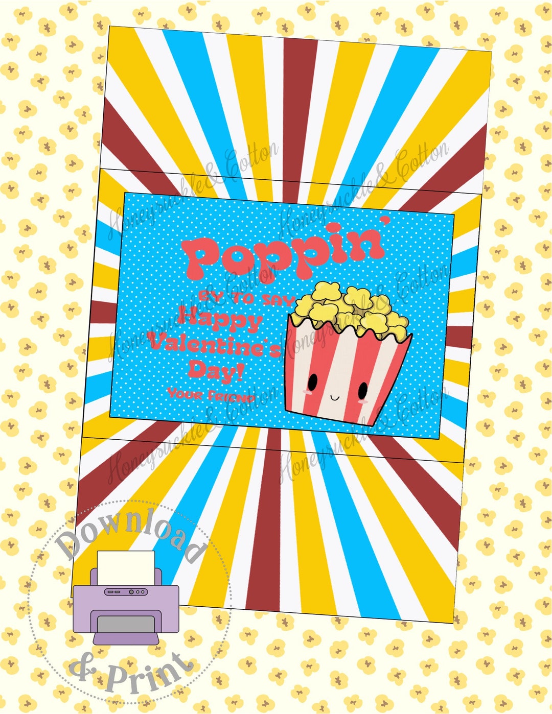 Popcorn Valentine Wrap, Printable Valentine Label, Poppin Valentine - Etsy