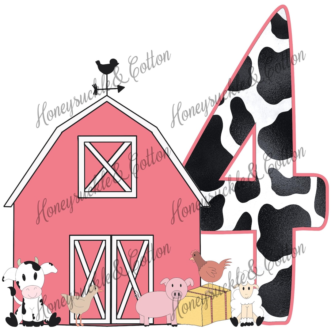 Farm 4th Birthday Pink, Farm Birthday PNG - Etsy