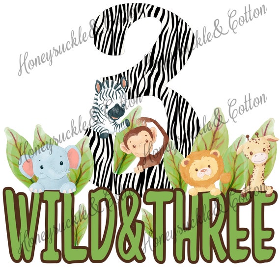 Wild & Three Safari Birthday PNG Wild Animals - Etsy