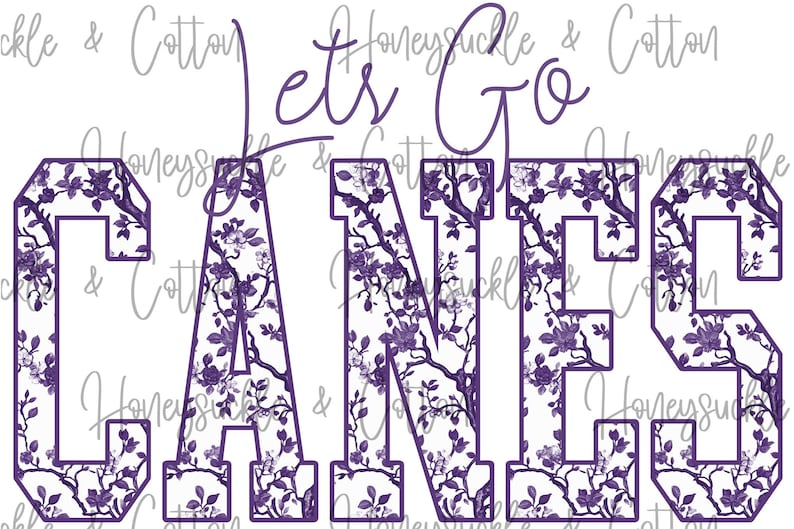 Let's Go Canes, Purple Chinoiserie Mascot PNG, School Spirit - Etsy