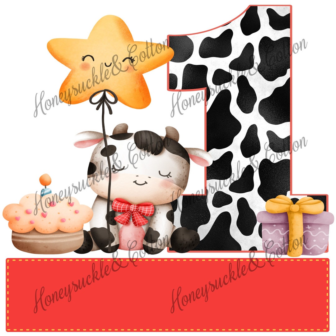 Baby Cow Birthday, First Birthday PNG - Etsy