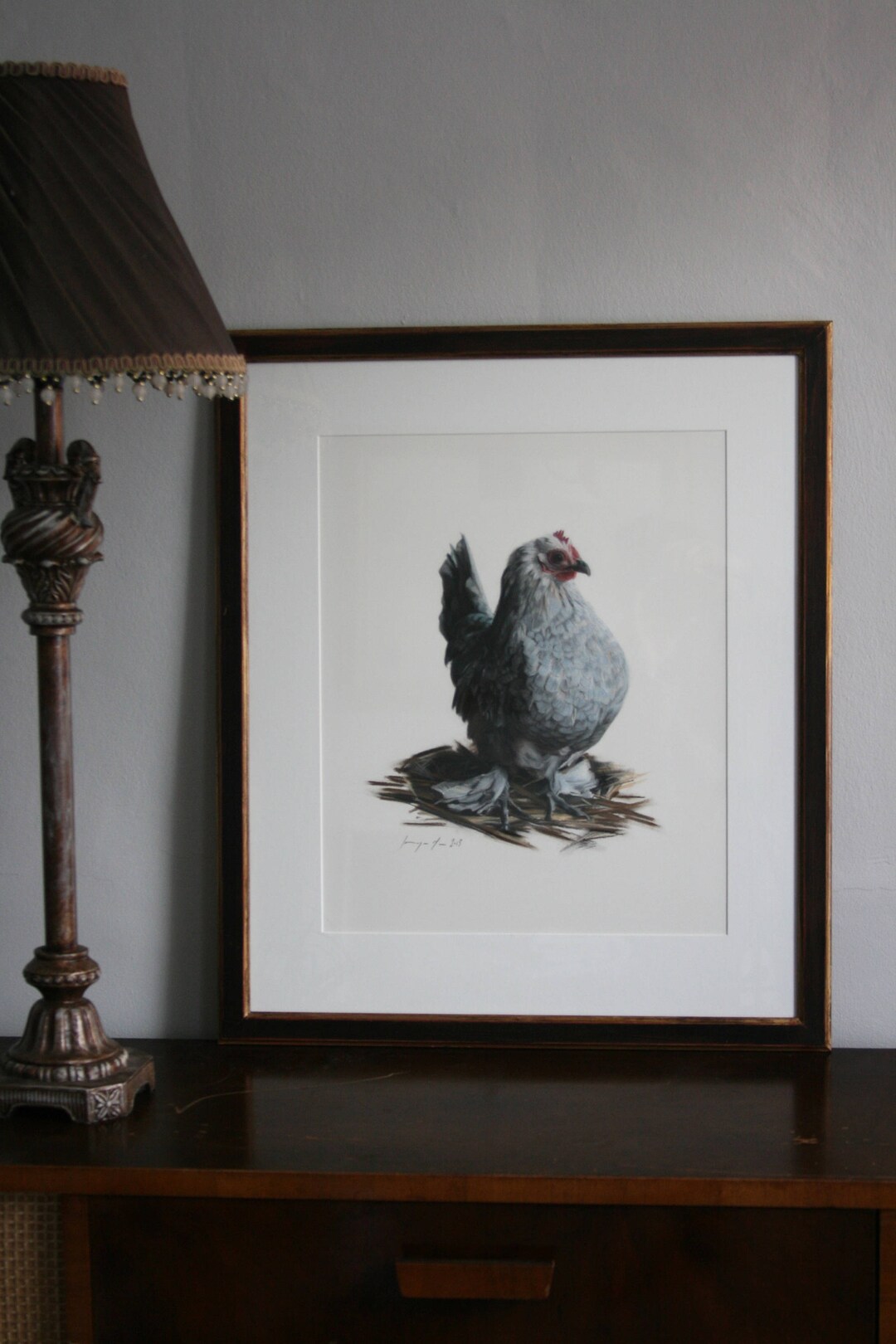 Ginny Original Pastel Drawing of a Chicken by Imogen Man - Etsy