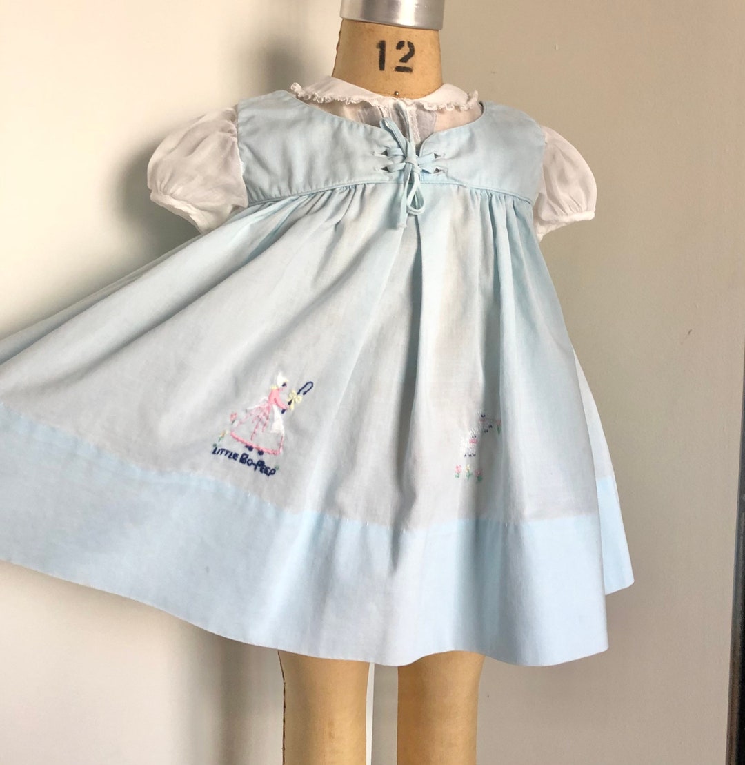 Vintage 50s Baby Dress 1950s 1960s Little Bo Peep Novelty Embroidery ...