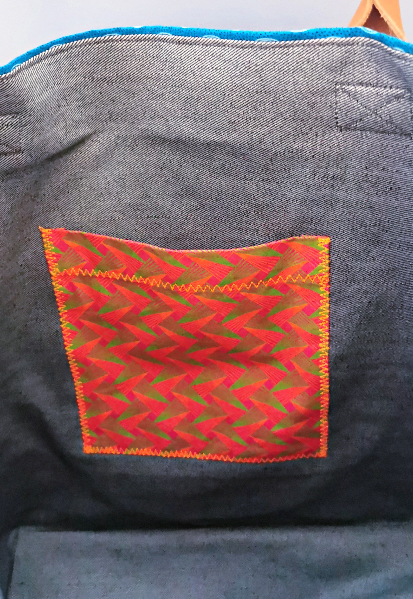 Sac Cabas Turquoise - Base En Tissu Shweshwe Rose - 100% Coton ...