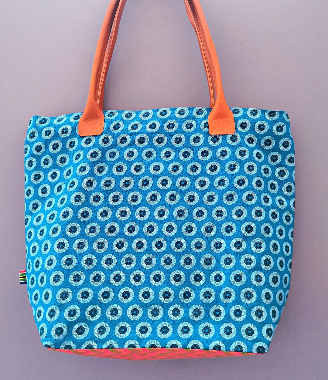 Sac Cabas Turquoise - Base En Tissu Shweshwe Rose - 100% Coton ...