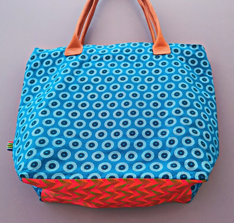 Sac Cabas Turquoise - Base En Tissu Shweshwe Rose - 100% Coton ...