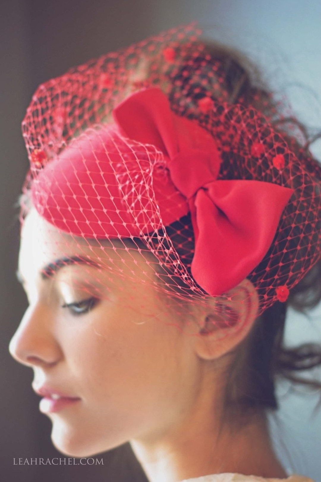Red Hat, Red Fascinator, Headpiece, Kentucky Derby Hat, Steeplechase ...