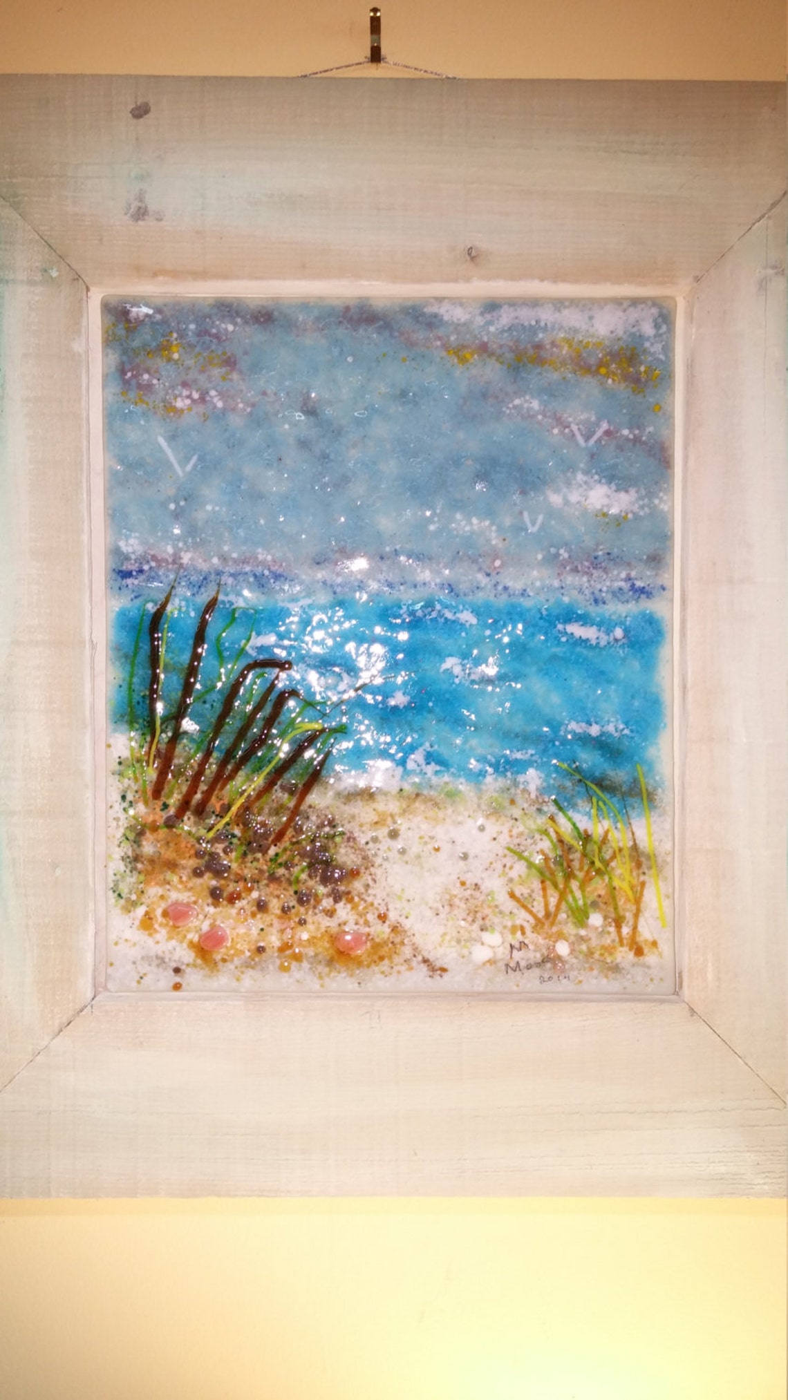 Handcrafted, the Beach, Fused Glass, Stained Glass, Home Decor, Wall ...