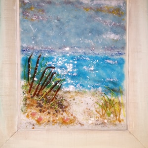 Handcrafted, the Beach, Fused Glass, Stained Glass, Home Decor, Wall ...