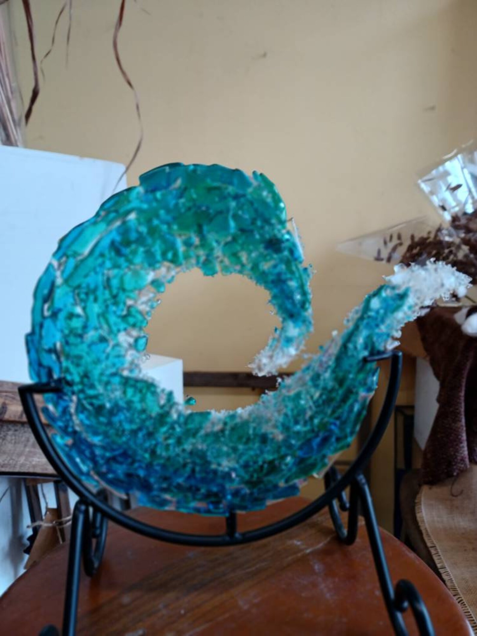 Beachwave, Blue Wave, Glass Sculpture, Fused Glass Wave, Ocean Décor ...