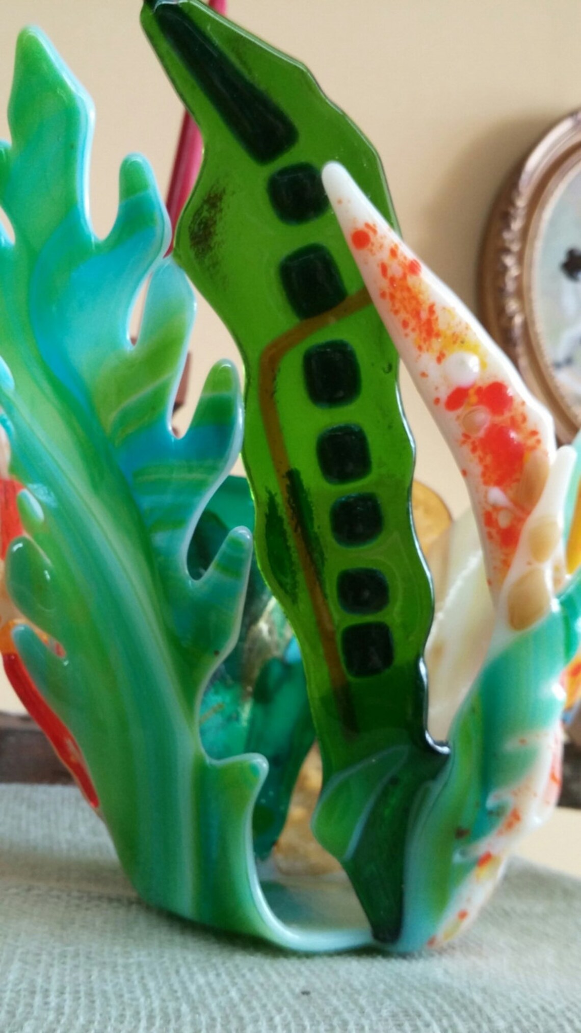 Handcrafted,under the Sea Vase, Fused Glass Vase, Fish Art, Seascape ...