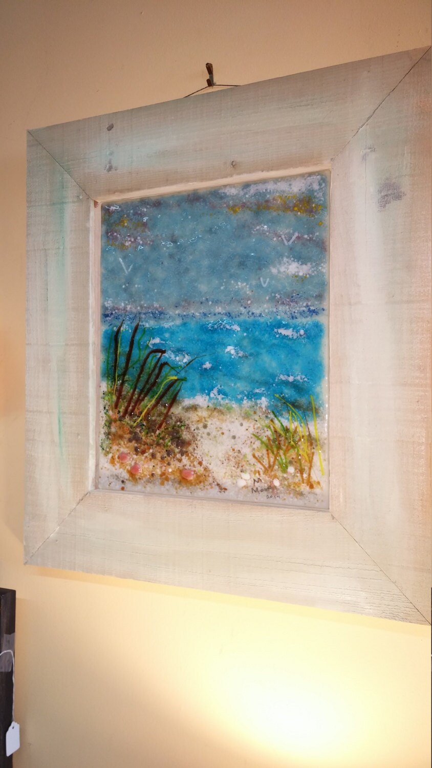 Handcrafted, the Beach, Fused Glass, Stained Glass, Home Decor, Wall ...