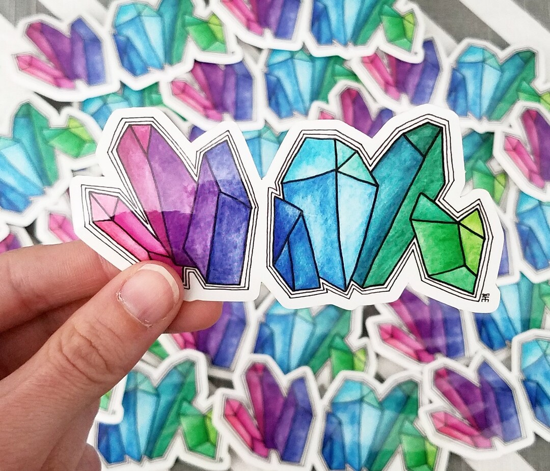 Crystal Sticker, Watercolor Sticker, Vinyl Stickers, Rainbow, Nature ...