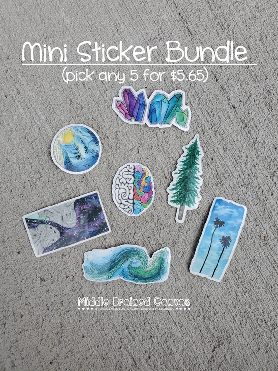 Mini Sticker Bundle Vinyl Stickersdecal Water Bottle - Etsy