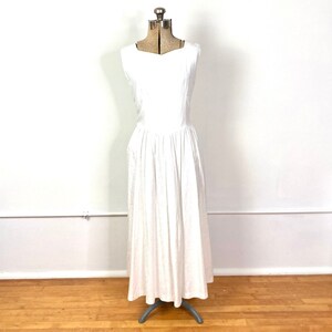70s Lanz White Cottagecore Cotton Dress Ethereal Brocade Caged Dress ...