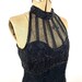 80s Black Beaded Halter Evening Gown Sheer Cage High Slit - Etsy